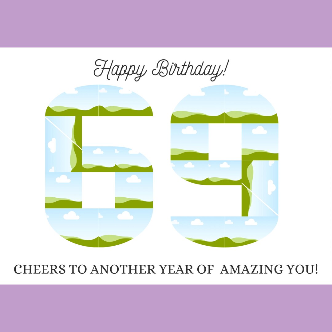 69th Birthday Card Birthday Card Editable Digital Canva Template PNG ...