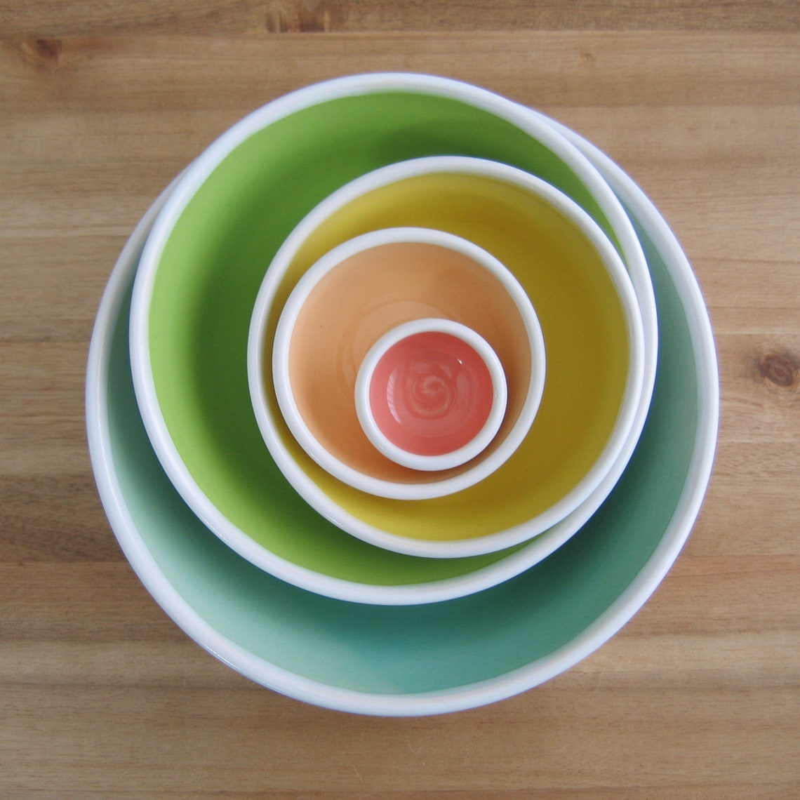 Rainbow Pottery Nesting Bowls Anniversary Gift Large Ceramic - Etsy