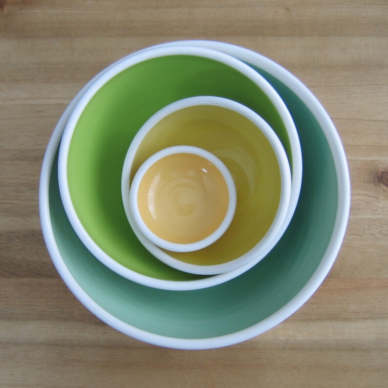 Mismatched Pottery Nesting Bowls Set of Stacking Ceramic - Etsy