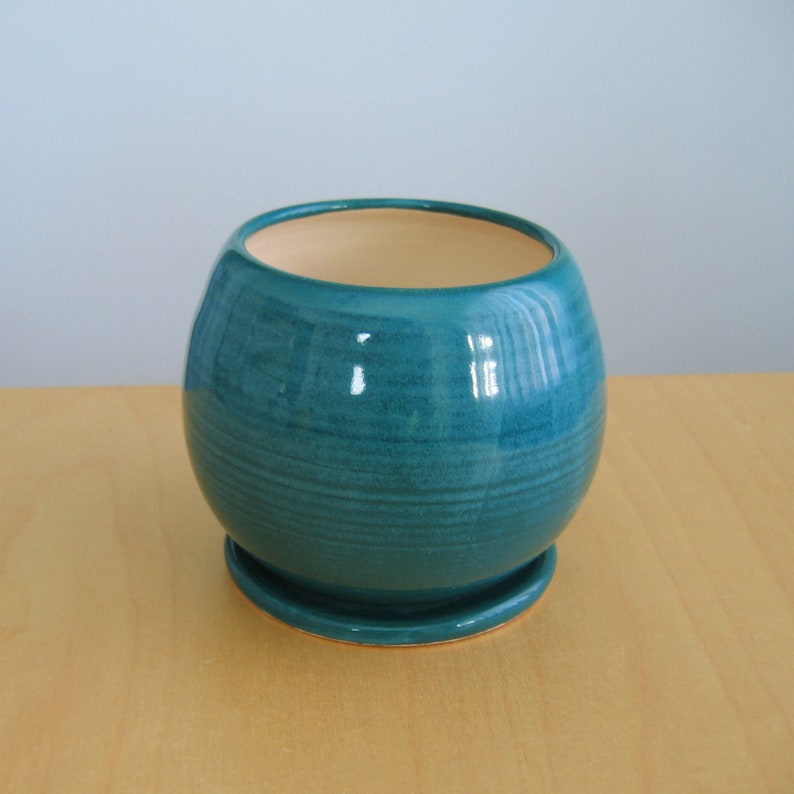 Medium Pottery Sphere Plant Pot and Drainage Tray White - Etsy