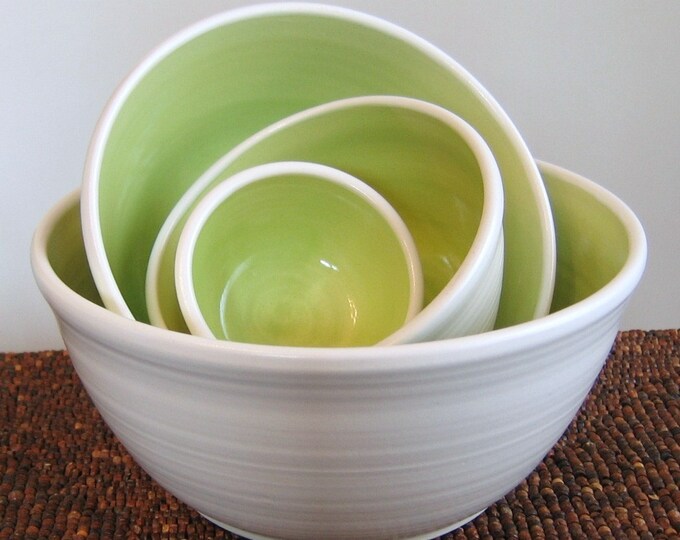 Lime Green Nesting Bowls -large Set - Etsy