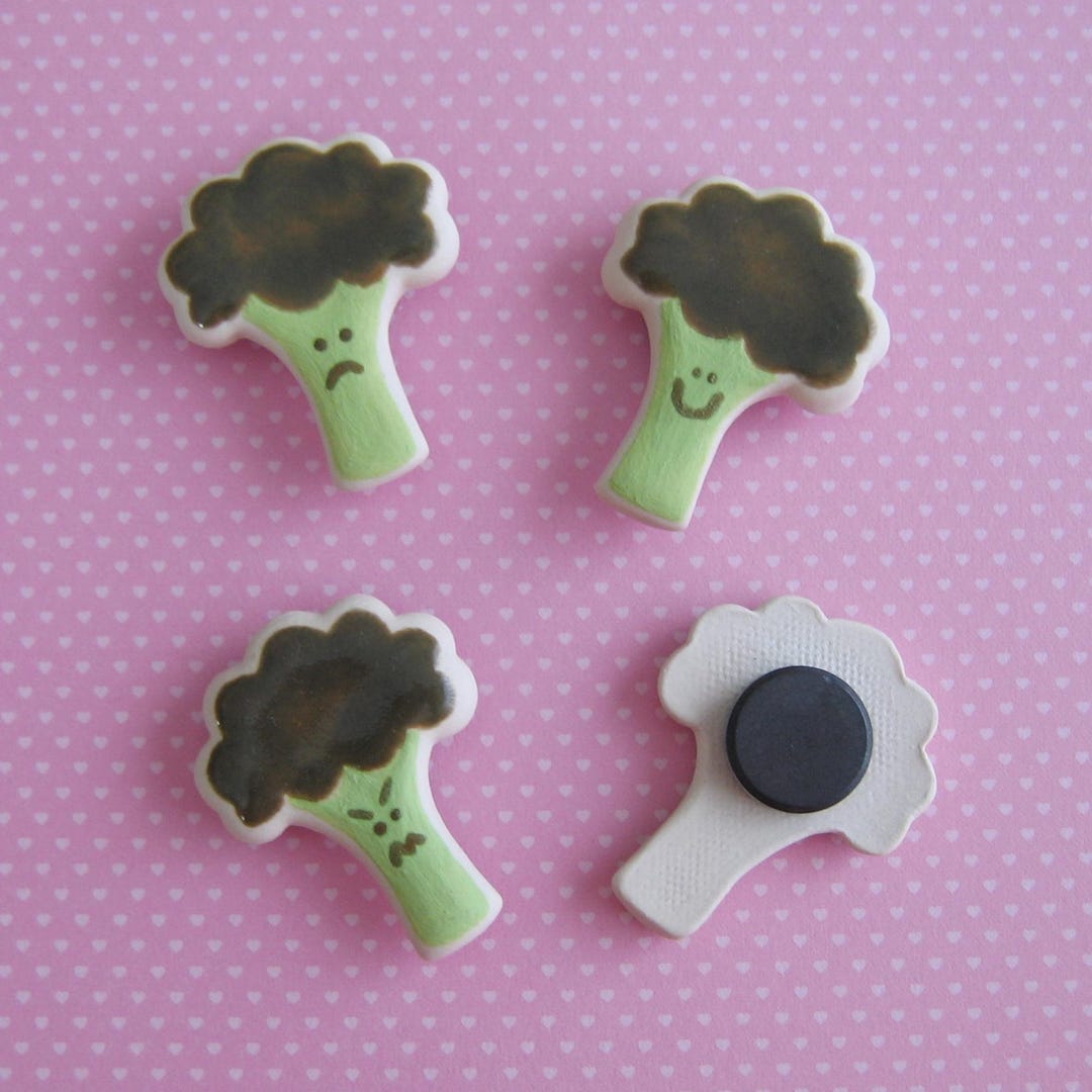 Sad Broccoli Fridge Magnet, Your Choice of One Funny Face Food Fridge ...