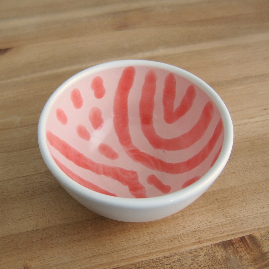 Small Cute Pink Pottery Snack Bowl, Ceramic Stoneware Dish for Sauces ...