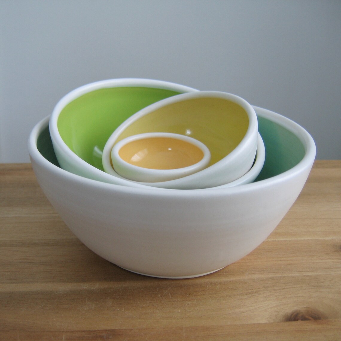 Mismatched Pottery Nesting Bowls Set of Stacking Ceramic - Etsy
