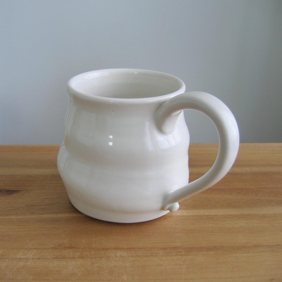 Wonky White Pottery Mug: Large Modern Stoneware Coffee Cup, 18 Oz - Etsy