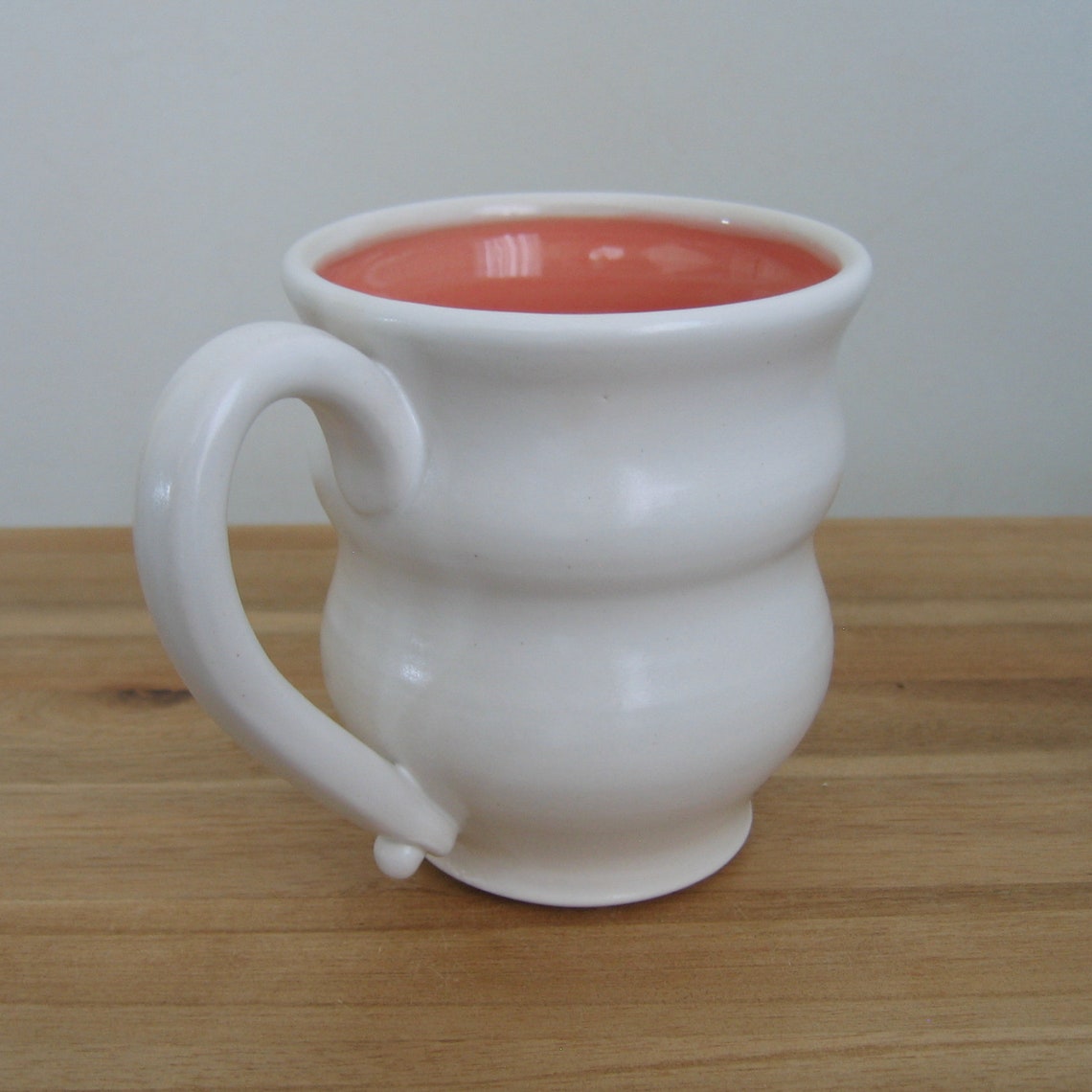 Pink Pottery Coffee Mug Large Stoneware Coral Cup 14 oz. Hand | Etsy