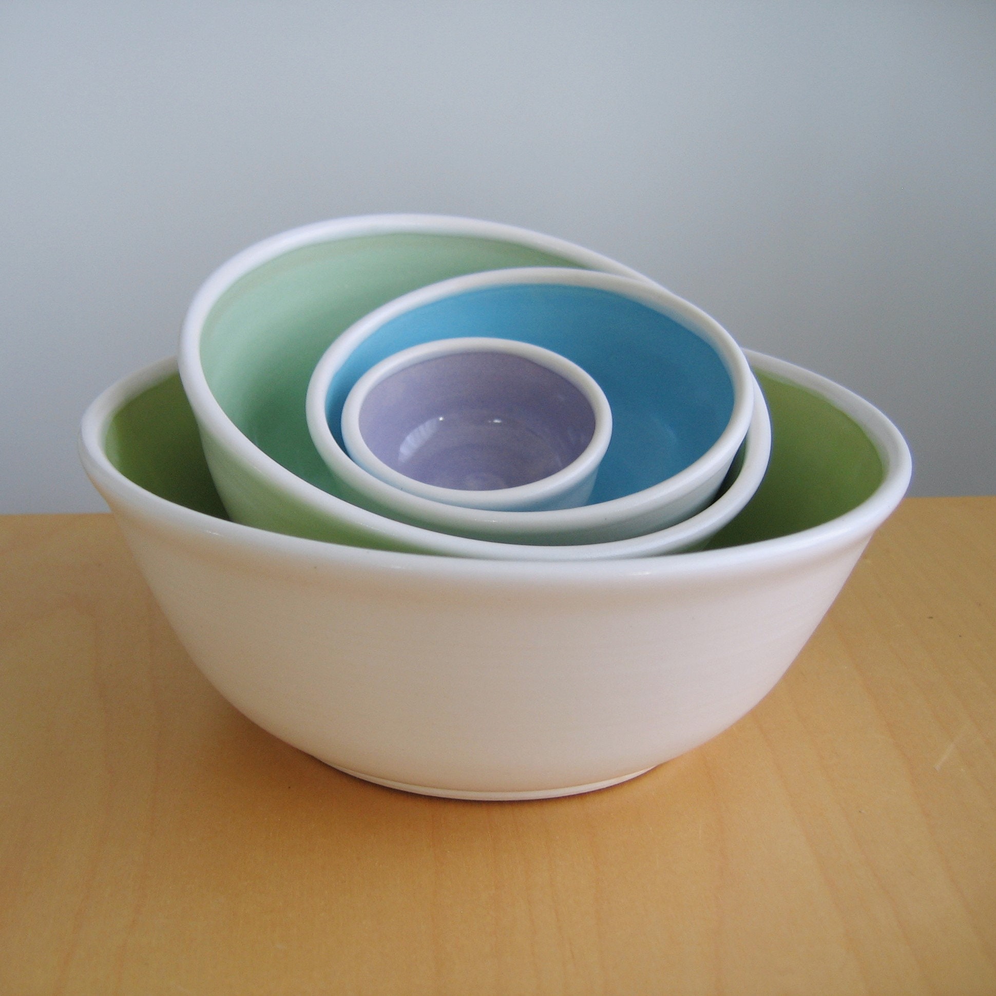 Mismatched Ceramic Nesting Bowls Colorful Wedding Gift - Etsy