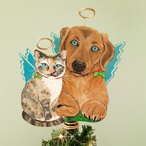 Pet Family Christmas Tree Topper, Multiple Pets, Custom Cat Tree Topper ...
