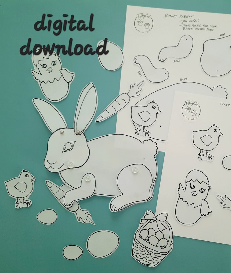 Bunny Rabbit Paper Doll Printable You Cut and Color - Etsy