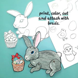 Bunny Rabbit Paper Doll Printable: DIY Cut and Color Easter Craft ...