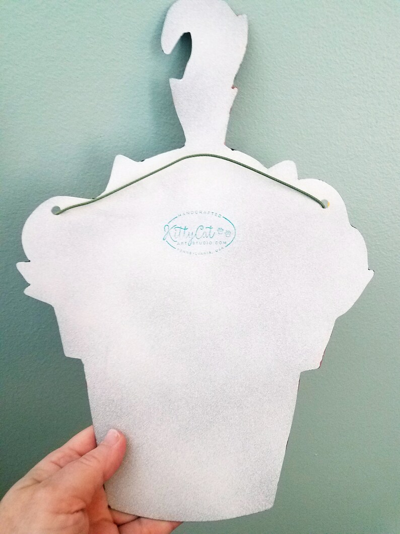 Cat Wall Art Flower Pot Cats Hand Painted Cat Art Cat Lover - Etsy