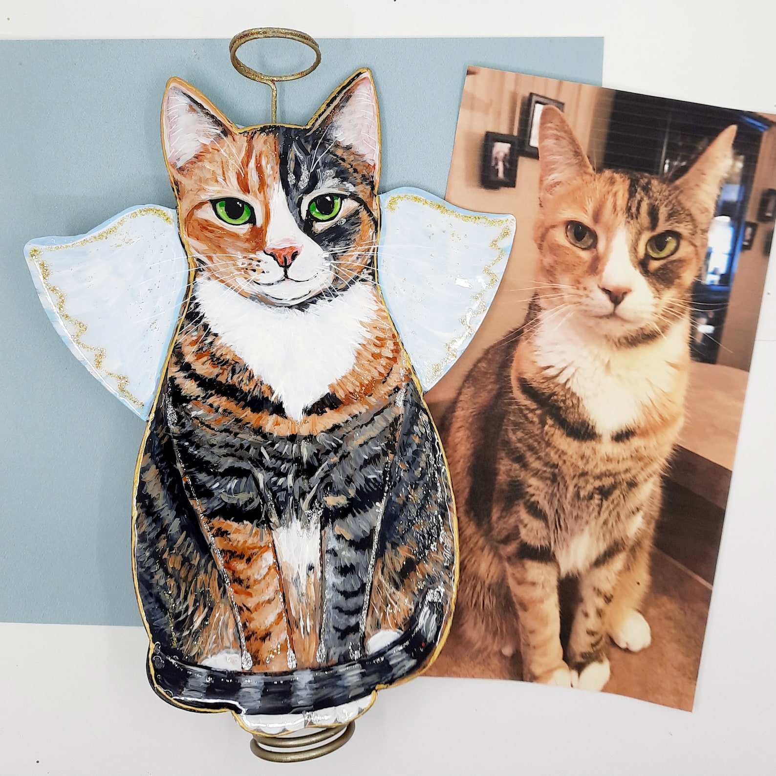 Custom Cat Christmas Tree Topper: Hand-painted Pet Memorial Gift - Etsy