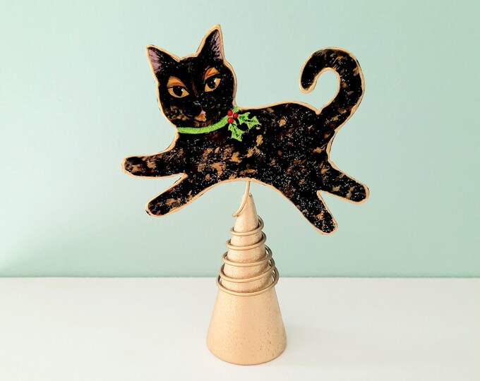 Tortoiseshell Cat Tree Topper, Cat Figurine, Cat Christmas Tree Topper ...