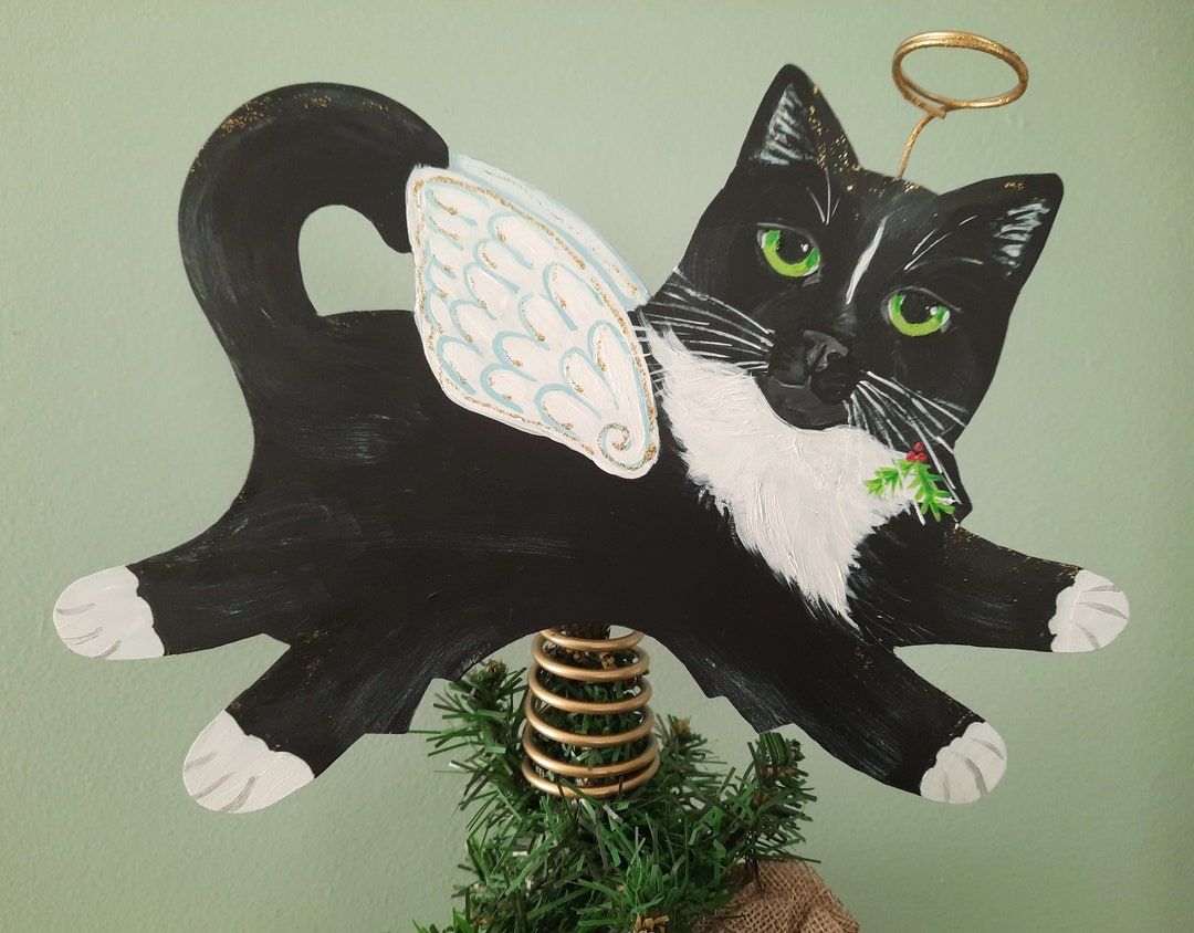 Tuxedo Cat Tree Topper, Cat Christmas Tree Topper, Cat Memorial, Cat ...