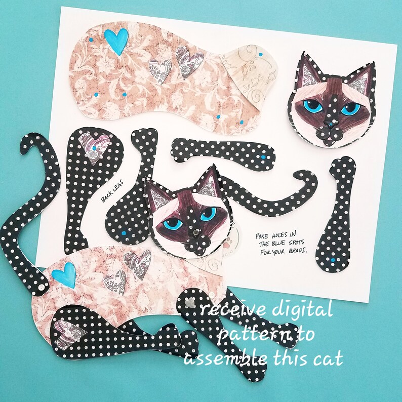 Siamese Cat Printable Articulated Paper Doll Instant DIY | Etsy