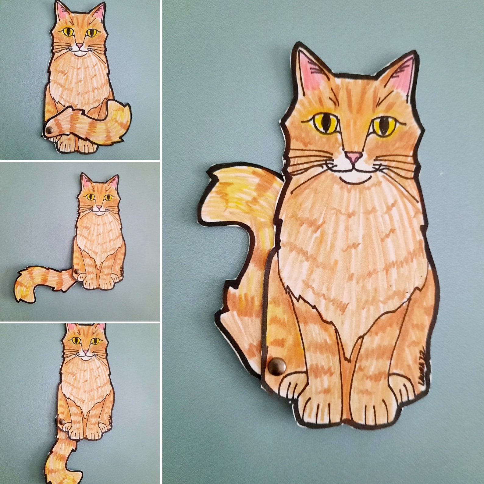 Cat Printable With Movable Tails Bookmarks or Any Art - Etsy