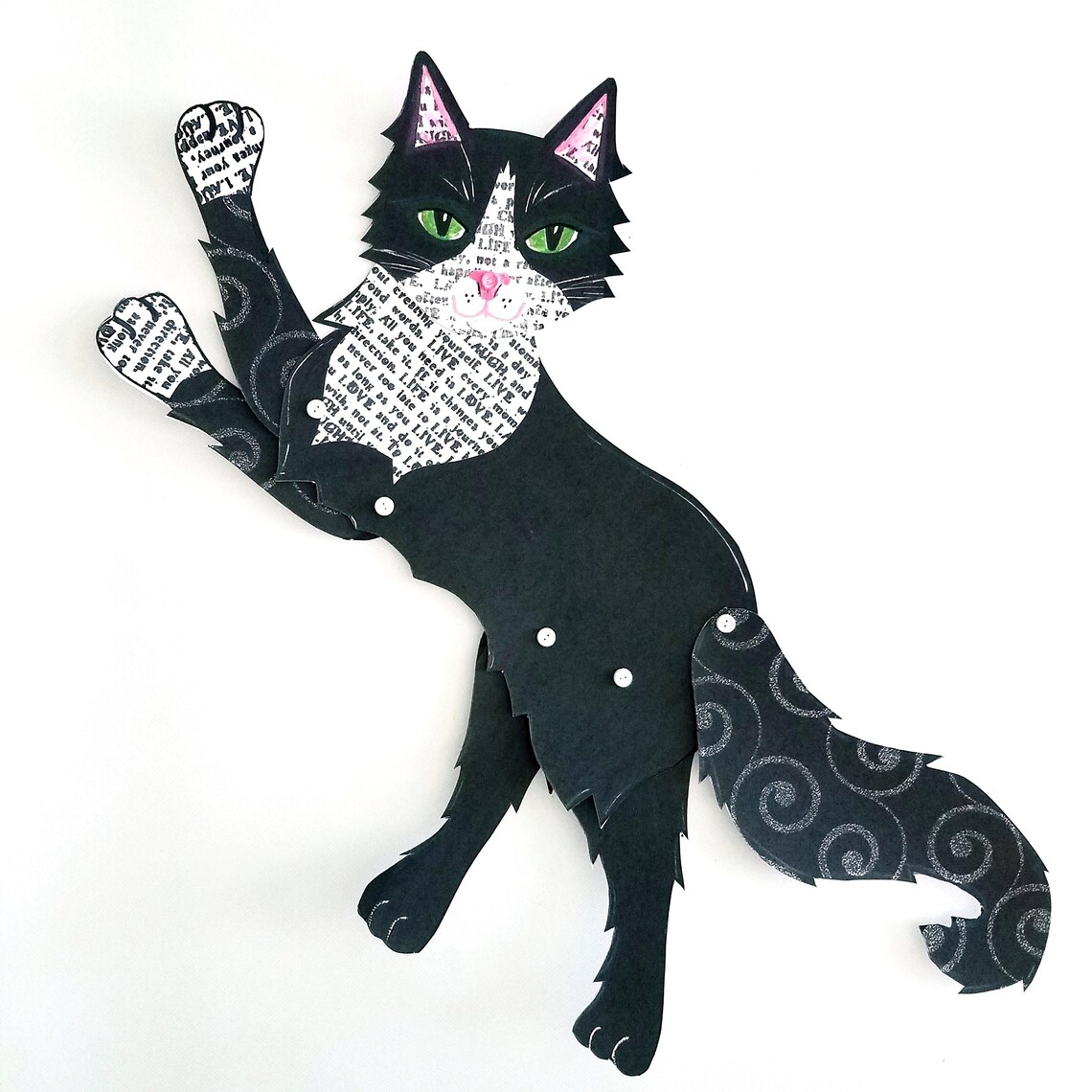 Articulated Tuxedo Cat Paper Doll: Posable Paper Toy - Etsy