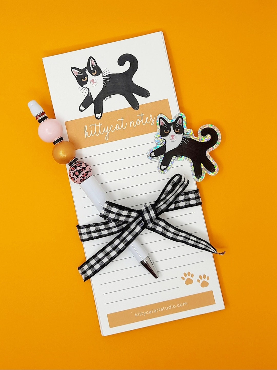 Cat Gift Set, Tuxedo Cat Pen and Paper Set, Cat Notepad, Cat Sticker ...