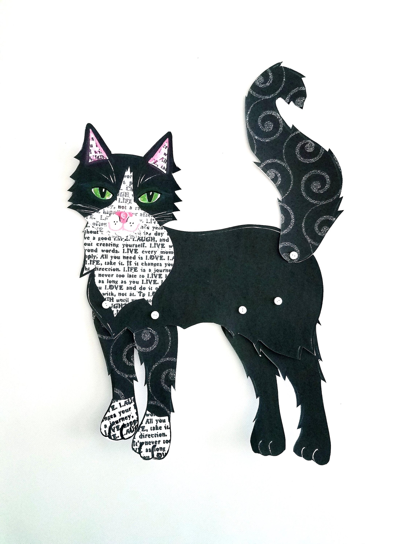 Articulated Tuxedo Cat Paper Doll: Posable Paper Toy - Etsy