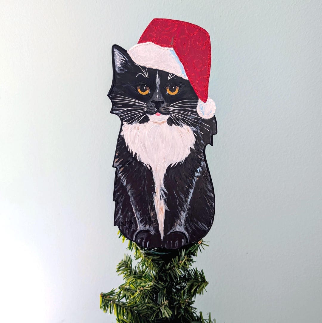 Tuxedo Cat, Cat Tree Topper, Christmas Tree Topper, Cat Figurine - Etsy