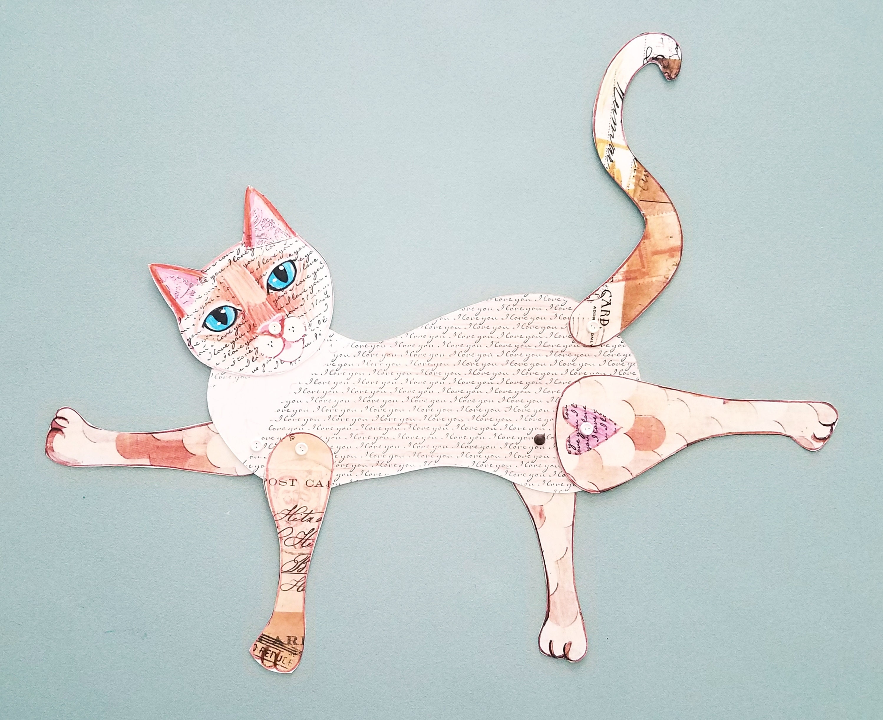 Flame Point Siamese Cat Paper Doll Articulated Paper Doll | Etsy