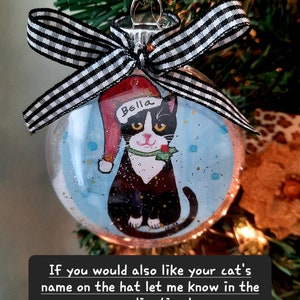 Calico Cat Ornament With a Santa Hat, Cat Christmas Ornament ...