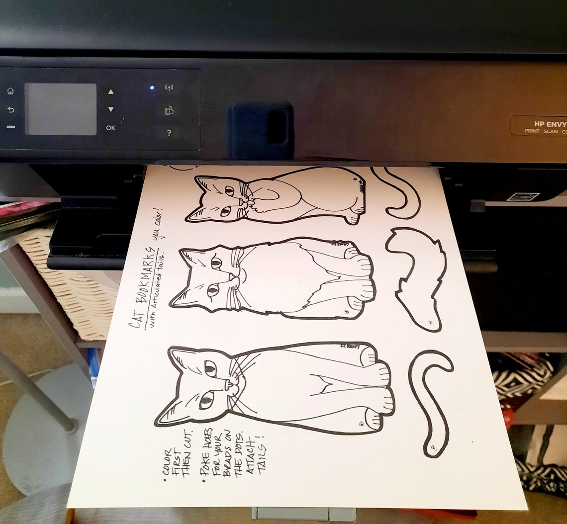 Cat Printable With Movable Tails Bookmarks or Any Art - Etsy