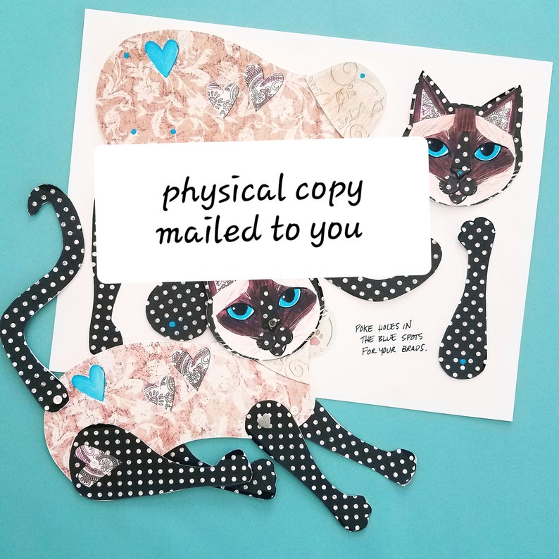 Siamese Cat Paper Doll Articulated Paper Doll Physical - Etsy