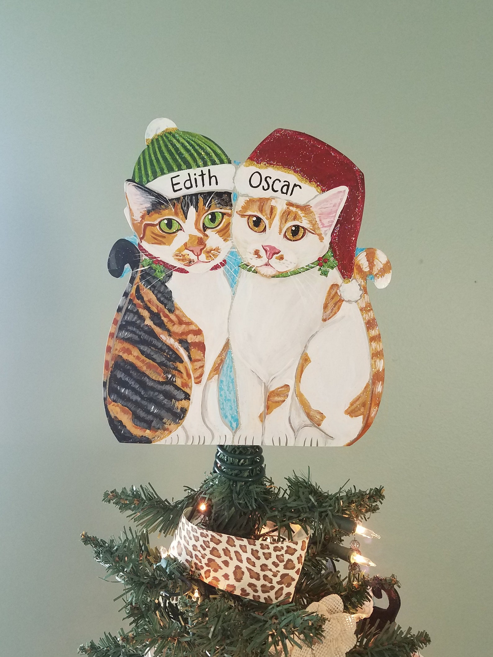 Pet Family Christmas Tree Topper Multiple Pets Custom Cat - Etsy