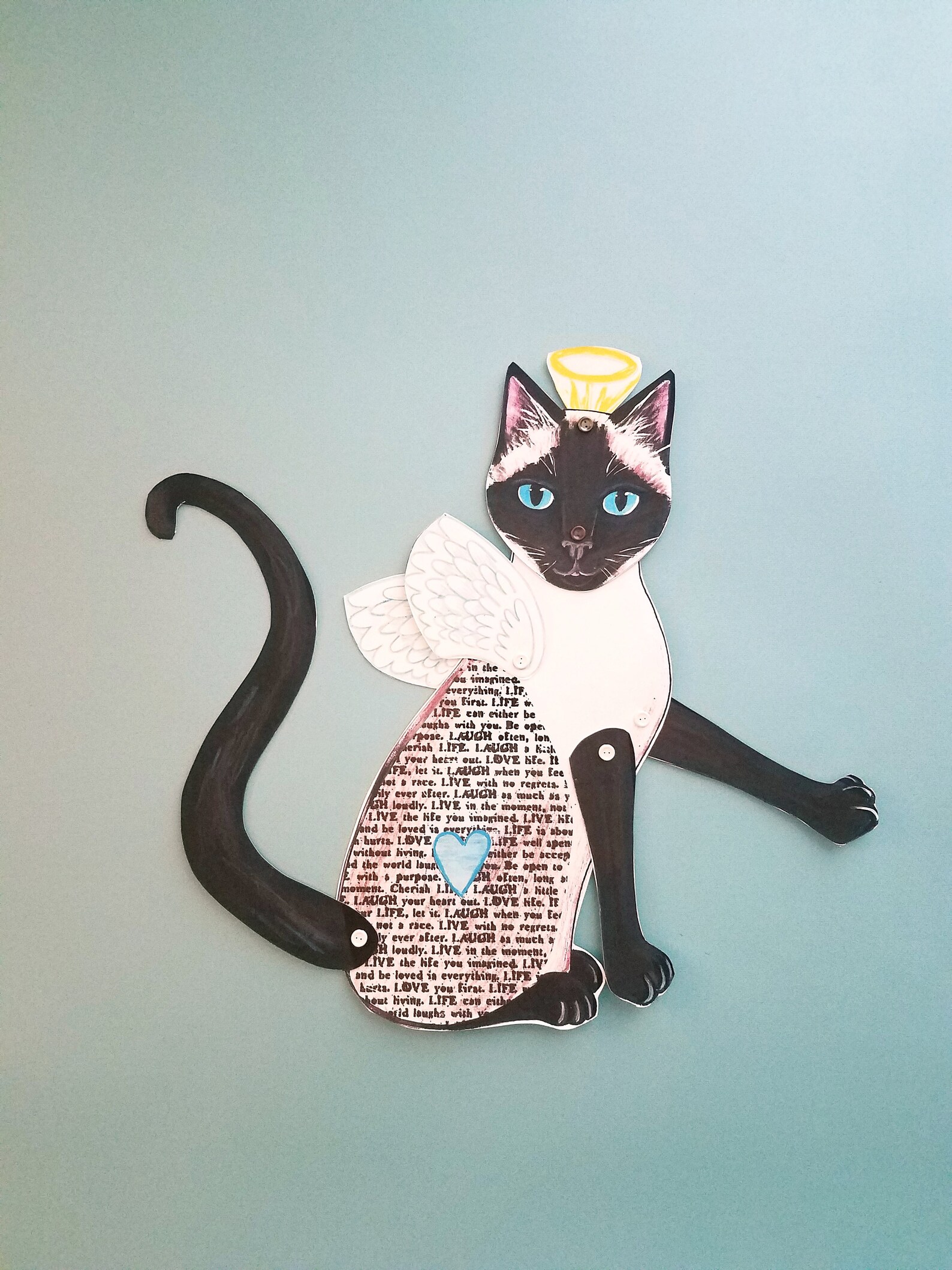 Siamese Cat Paper Doll Articulated Paper Doll Siamese Angel | Etsy