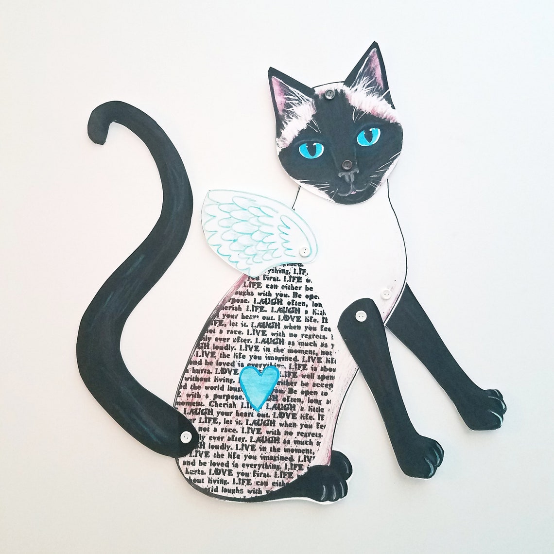 Siamese Cat Paper Doll Articulated Paper Doll Siamese Angel | Etsy