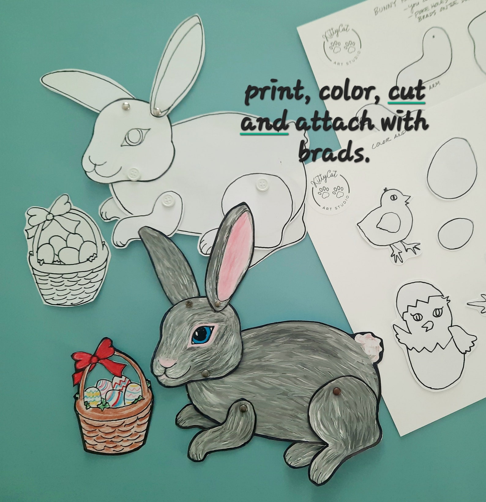 Bunny Rabbit Paper Doll Printable You Cut and Color - Etsy