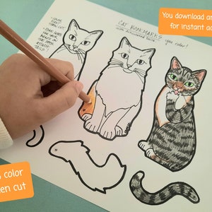 Cat Printable With Movable Tails Bookmarks or Any Art - Etsy