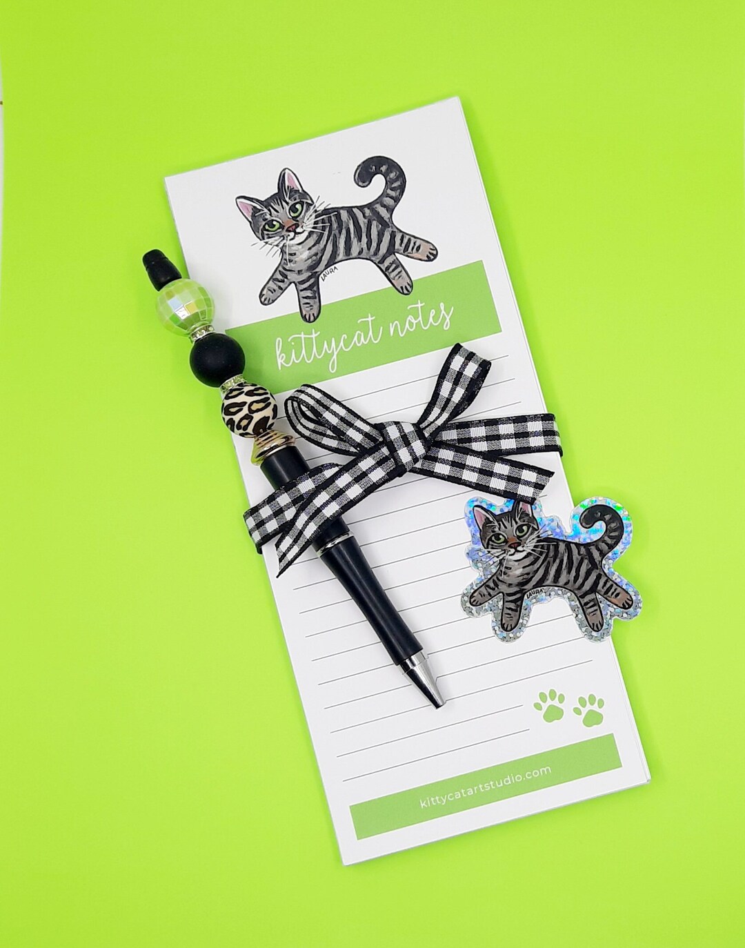 Cat Gift Set, Tabby Cat Pen and Paper Set, Cat Notepad, Cat Sticker ...