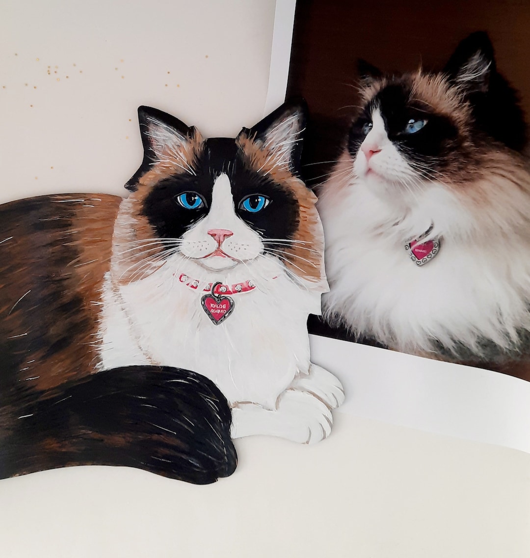 Custom Cat Wall Art, Hand Painted Cat Art, Commissioned Pet Art, Cat ...
