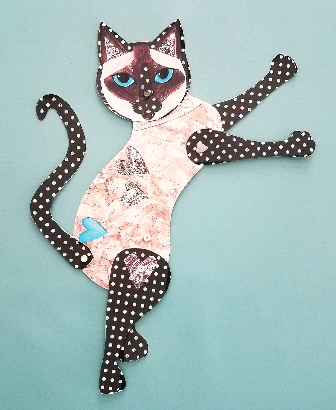 Siamese Cat Printable Articulated Paper Doll Instant DIY | Etsy