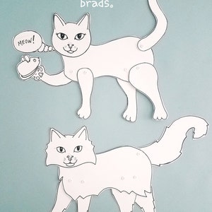 Paper Doll Cats, You Cut and Color, 2 Jointed Cats, Longhair and ...
