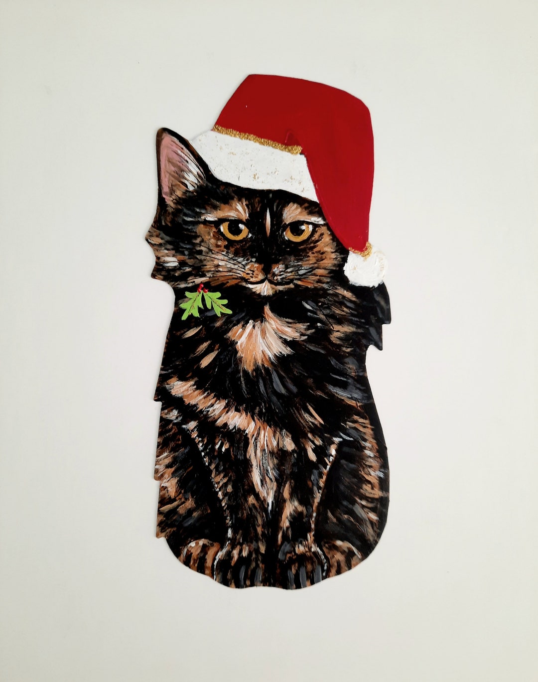 Tortoiseshell Santa Cat Wall Art Cat Christmas Wall Decor - Etsy
