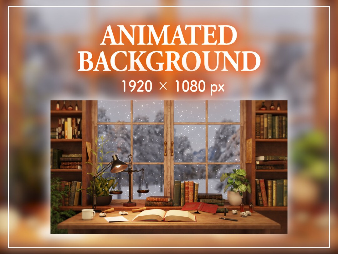 Enchanting Snowy Day Study Room | Full HD Looping Animated Background ...