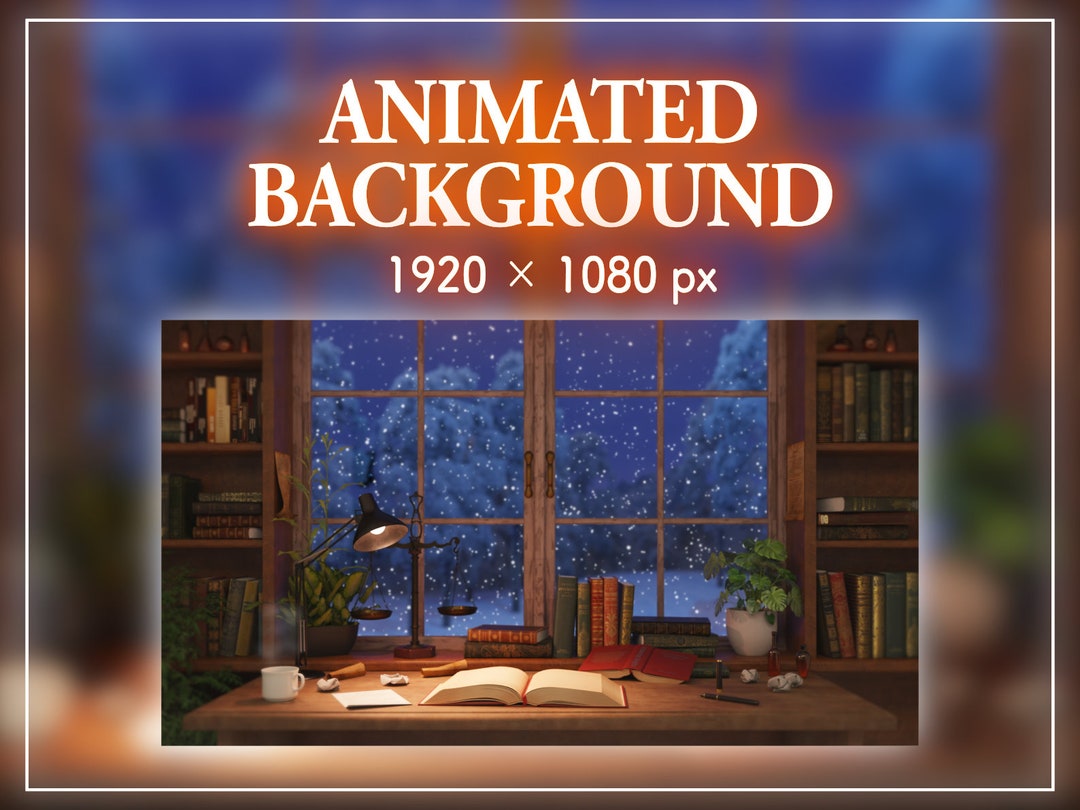 Enchanting Snowy Night Study Room | Full HD Looping Background for ...