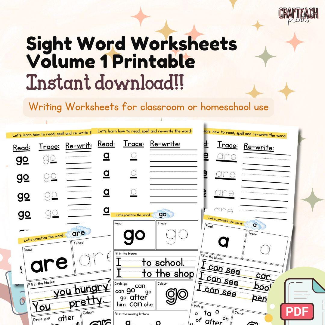 Sight Word Worksheets Printable Volume 1 Sight Word Activities ...
