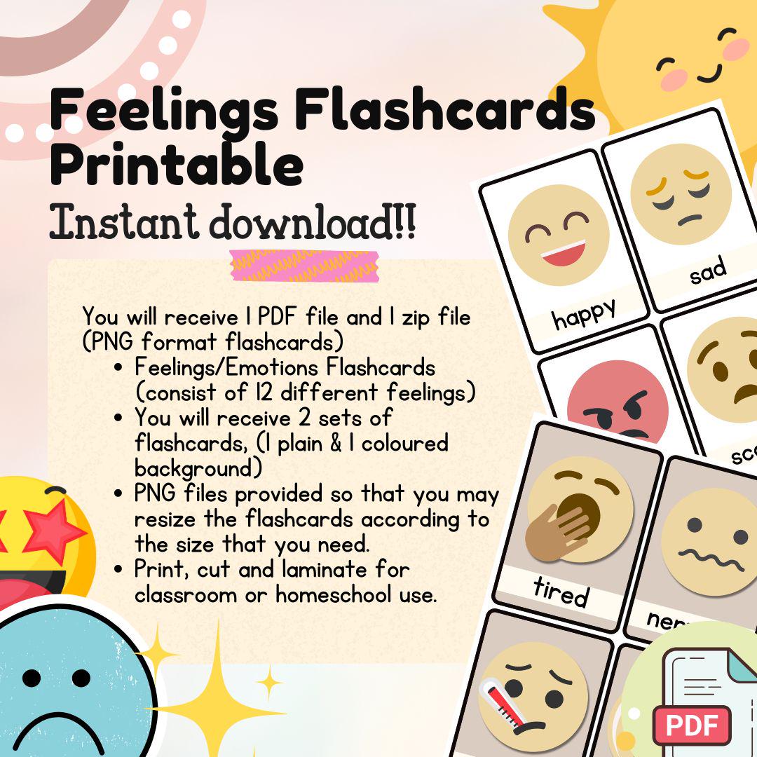 Feelings Flashcards Printable, Emotions Posters, Preschool Classroom ...
