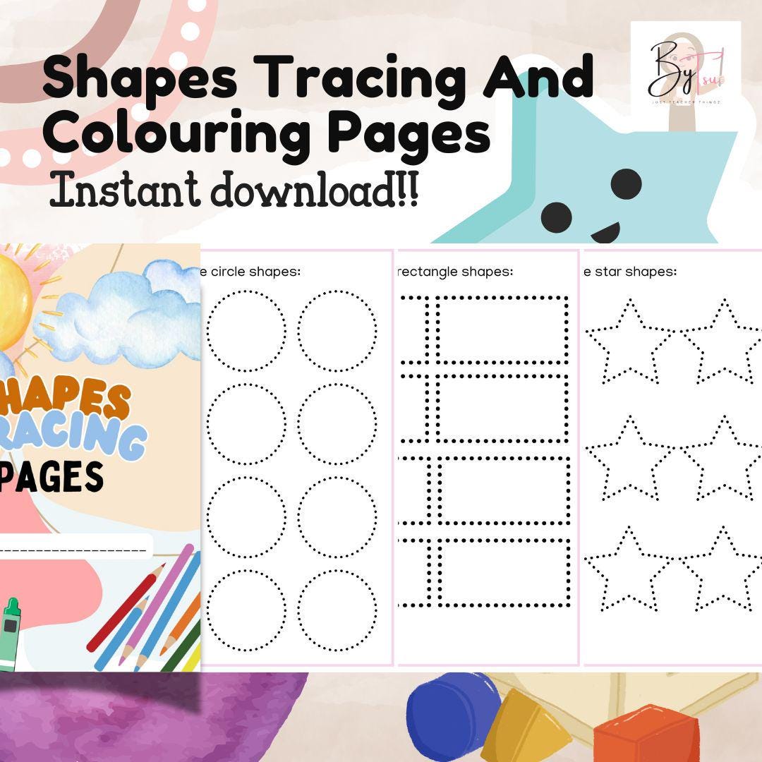 Printable Shapes Tracing Pages, Shapes Colouring Pages, Preschool Shape ...