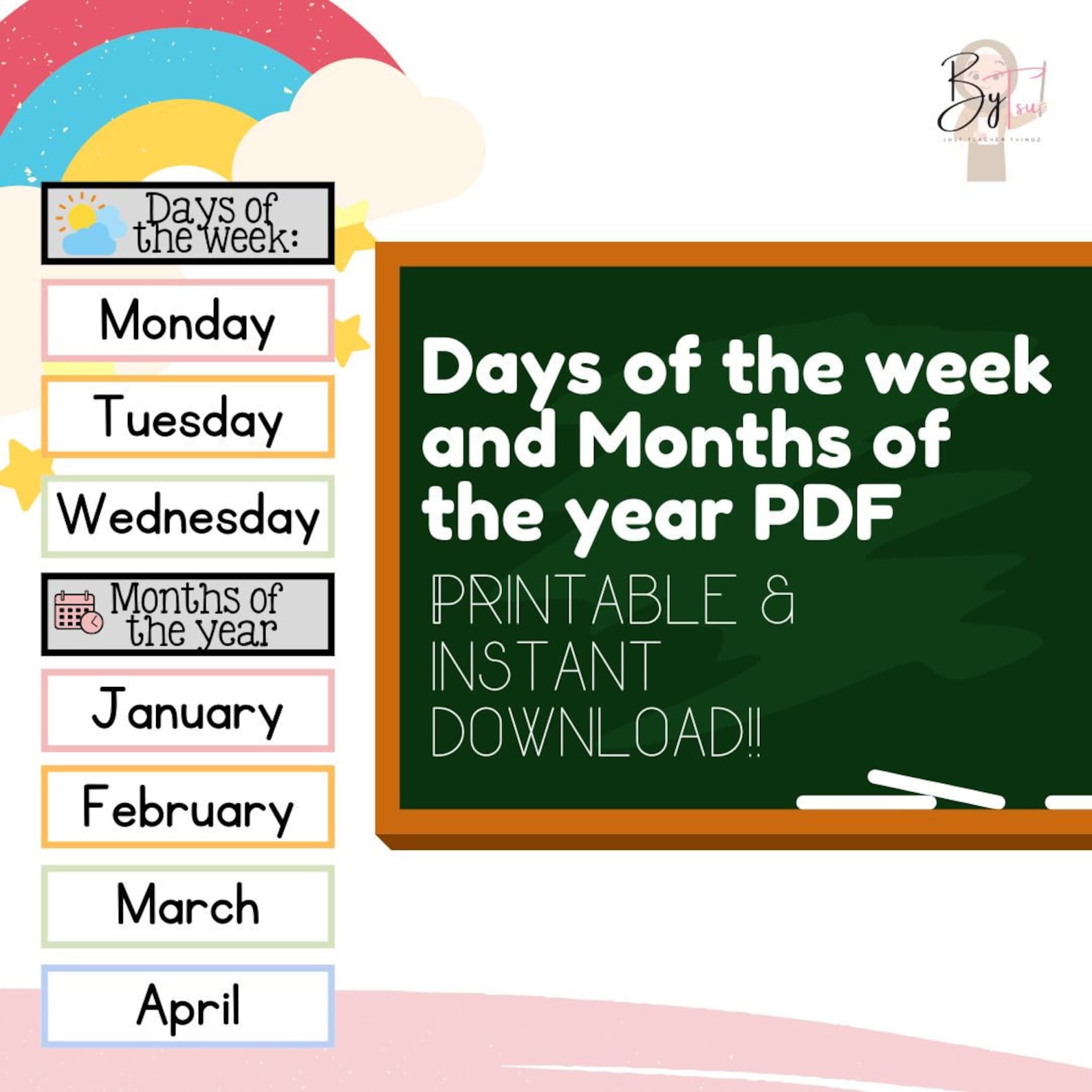 Printable Seven Days of the Week & Months of the Year, Preschool ...