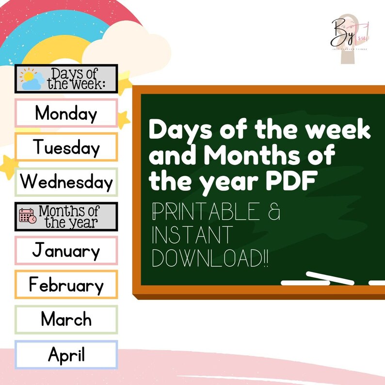 Printable Seven Days of the Week & Months of the Year, Preschool ...