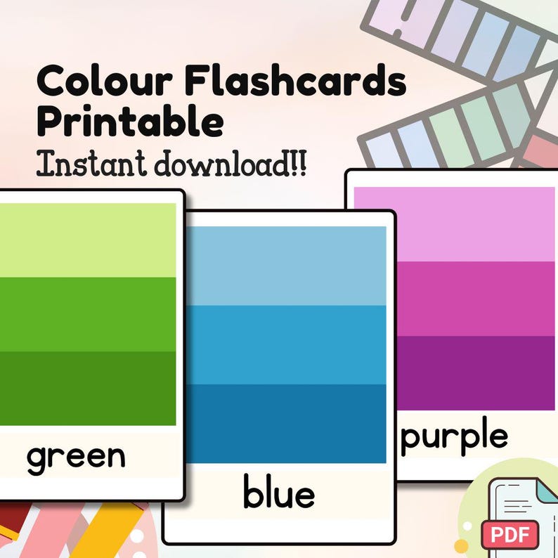 Printable Colour Flashcards, Learning Colours for Preschool, Digital ...