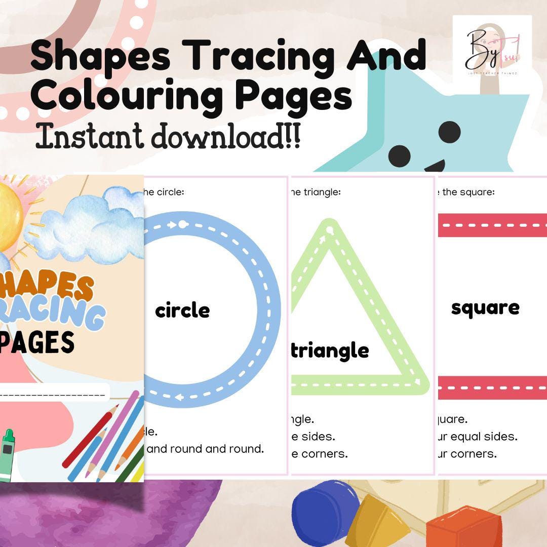 Printable Shapes Tracing Pages, Shapes Colouring Pages, Preschool Shape ...