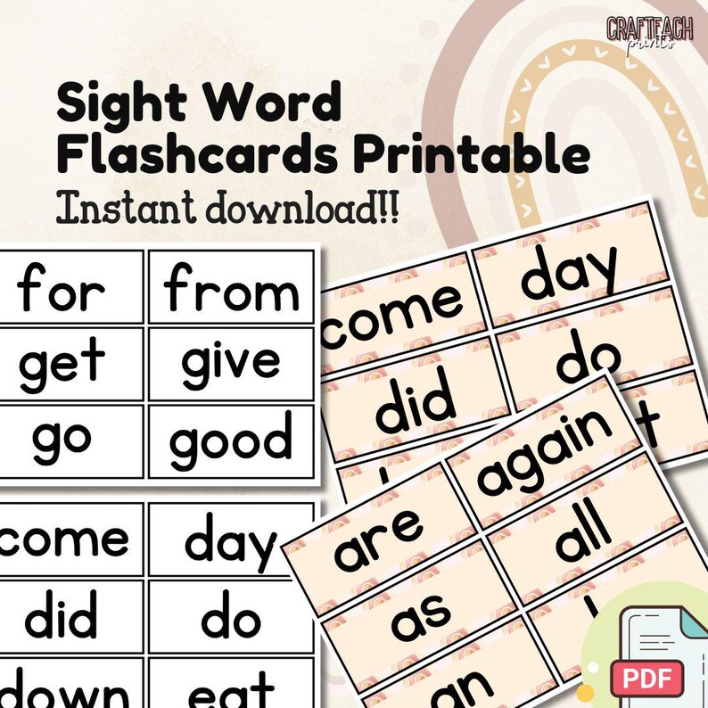 Printable Sight Word Flashcards, Learning Sight Words Preschool, First ...