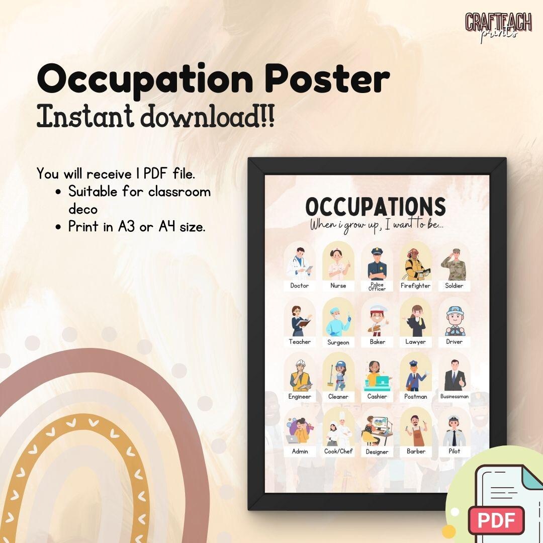Occupation Poster | Classroom Deco | Preschool Classroom - Etsy