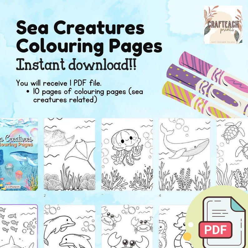 Printable Sea Creatures Colouring Pages, Colouring Pages for Kids ...